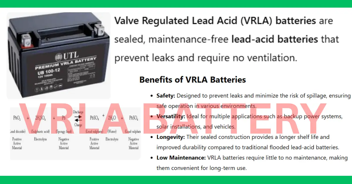 VRLA Battery | Working, Benefits & Limitations