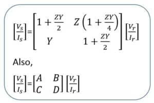 Nominal T model of a medium transmission line