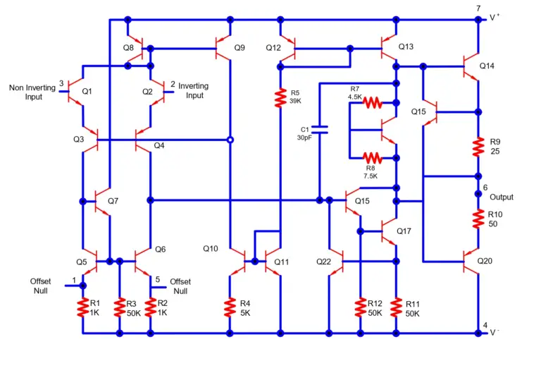 IC 741 Op Amp Basics, Characteristics, Pin Configuration