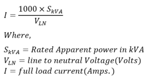 Full Load Current Formula