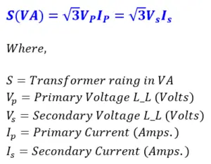 Transformer Ratings- Definition, Formula and Calculation