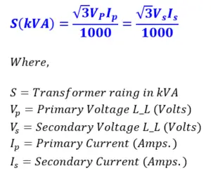 Transformer Ratings- Definition, Formula and Calculation