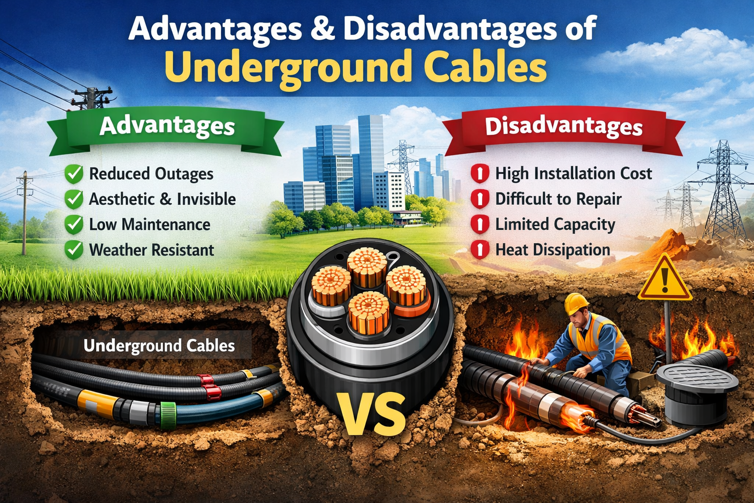 Advantages and Disadvantages of Underground Cables